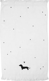 Bílý kuchyňský froté ručník s jezevčíkem a srdíčkem Dog&Cat - 40*66 cm