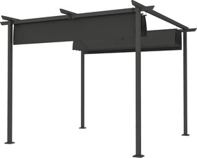 Outsunny zahradní pergola 3 x 3 m s nastavitelnou střechou, kovový rám, ochrana UPF30+, sluneční střecha na verandu, terasu, tmavě šedá