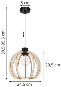 Závěsné svítidlo TIMBER 9, 1x dřevěné stínítko