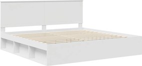 Rám postele s čelo Bílá 200 x 200 cm Masivní borové dřevo 3410965
