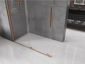 Mexen Velar, posuvné dveře do otvoru typ Walk-In 160 cm, 8mm čiré sklo, měděná matná, 871-160-000-03-65