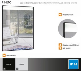 Intedoor Pineto Zrcadlo s integrovaným LED osvětlením, v hliníkovém rámu silver - 100 x 70 cm PI ZS 100 S