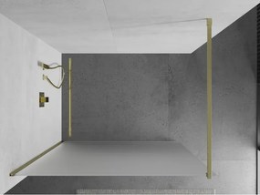 Mexen Kioto, sprchová zástěna Walk-In 140 x 200 cm, 8mm sklo námraza, zlatý matný profil, 800-140-101-55-30
