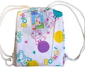 Bavlněné povlečení 140x200 Peppa Pig barevné PE-3265BL povlak na polštář 70x90 + bavlněný sáček Halantex