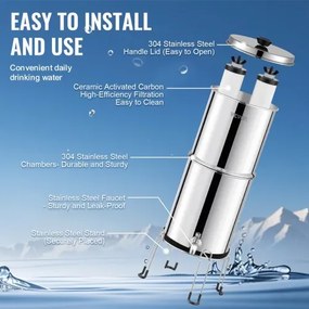 Gravitační vodní filtr z nerezu 8,5 l se 2 filtry – 7,8 l