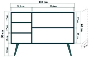Příborník Mega Green, 120 x 94 cm