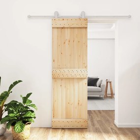 Posuvné dveře s kováním 70 x 210 cm masivní borové dřevo,  3203104
