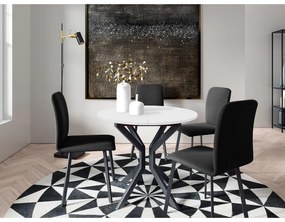 Rozkládací stůl Kirtore M 90 se 4 židlemi Lekoz, Barva dřeva: bíla + černá, Potah: Amor Velvet 4302