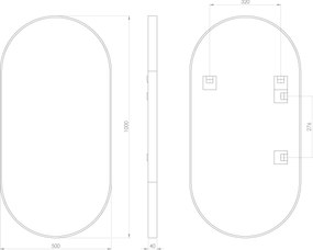 Sapho AVONA oválné zrcadlo v rámu 50 x 100 cm zlato mat AV500G