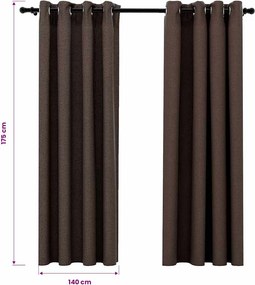 Zatemňovací závěsy s kroužky vzhled lnu 2 ks taupe 140 x 175 cm 321200
