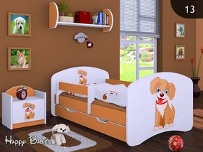 Dětská postel Kevin vzor 13 180x90 cm pejsek - oranžová