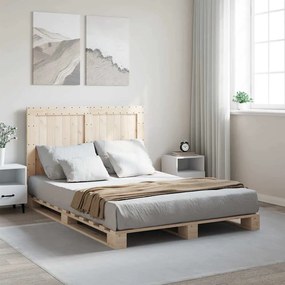 Rám postele s čelem bílý 140 x 200 cm masivní borové dřevo 3281534