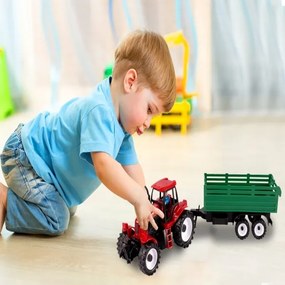 TRAKTOR FARMÁŘSKÝ 47cm S ODNÍMATELNÝM PŘÍVĚSEM + FIGURKA FARMÁŘE