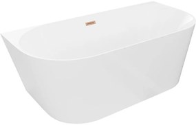 Mexen Oval Slim volně stojící přistěnná vana 170 x 80 cm, bílá, přepad kartáčovaný měď - 52661708000-65