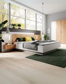 Dřevěná postel s úložným prostorem, nočními stolky a osvětlením 160×200 – kolekce 3D