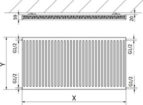 Mexen C11, panelový radiátor 400 x 700 mm, boční připojení, 454 W, bílá, W411-040-070-00