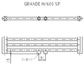 EBS GRANDE IGR6001850RWSP Radiátor rovný 60x185, středové připojení S_G60185RWSP