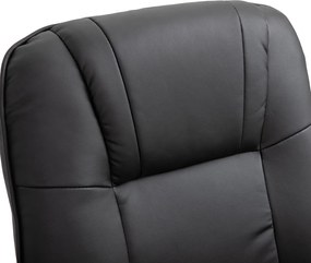 HOMCOM polohovací křeslo polohovací křeslo s podnožkou z imitace kůže 360° otočné křeslo dřevěná podnož černá 145° naklápěcí 78 x 87 x 100 cm | Aosom