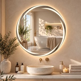 HOMCOM kulaté LED zrcadlo Ø 60 cm s odmlžováním a Bluetooth reproduktorem