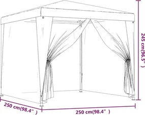 Party stan se 4 síťovanými bočnicemi modrý 2,5 x 2,5 m HDPE 319222