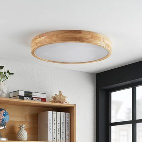Lindby Tanju stropní světlo, dub, Ø 60 cm