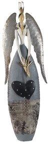 Vánoční kovová dekorativní soška anděla se srdcem v šatech - 28*11*81 cm