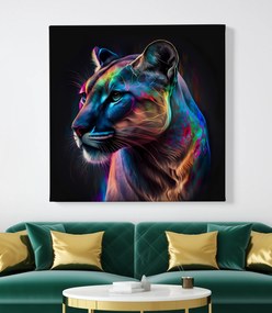 Obraz na plátně - barevná puma (černý panter) FeelHappy.cz Velikost obrazu: 100 x 100 cm