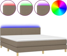 Box spring postel s matrací a LED taupe 180x200 cm textil 3133577
