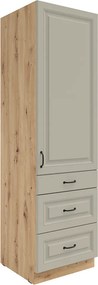 STILO ac | vysoká skříňka 60 DKS-210 3S 1F potravinová | 60 cm | UNI dvířka | artisan/světle šedá