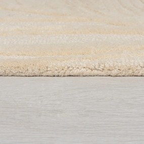 Flair Rugs, Kusový koberec Solace Lino Leaf Natural kruh, 160x160 (průměr) kruh, béžová, ložnice