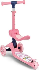 Tříkolová balanční koloběžka-scooter se sedátkem FUZZY Milly Mally pink