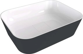 Polysan Banera - Umyvadlo na desku 50x35 cm, bez přepadu, bez otvoru pro baterii, matný antracit/bílá 14596.52
