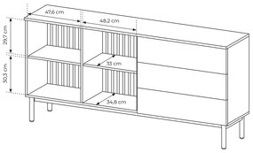 LANG c | komoda 180 2D3S + LED osvětlení | 180 cm | černá/dub evoke