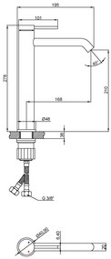 Invena Kalitea, vysoká umyvadlová baterie h-278, černá matná, INV-BU-72-W04-V