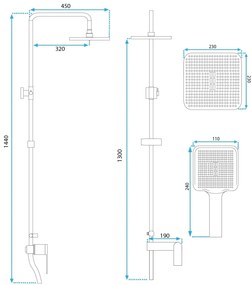Rea Storm, sprchová-vanová souprava dešťovou hlavovou a ruční sprchovou hlavicí, chromová, REA-P4881