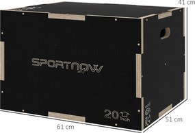 SPORTNOW Plyo box/jump box, robustní, 61 x 51 x 41 cm, černý, rukojeť 10x3,5 cm, do 120 kg