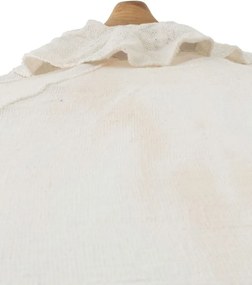Bílý slunečník s dřevěnou tyčí a třásněmi Macrame - ∅ 200 * 250 cm