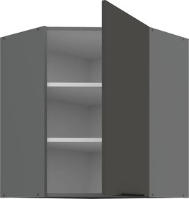 ARIA pi | horní kuchyňská skříňka 60x60 GN-72 1F (45°) rohová s policemi | 60x60 cm | antracit/šedá grafit