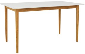 OnaDnes -20% Bílý lakovaný jídelní stůl Tenzo Svea 140 x 80 cm s dubovou podnoží