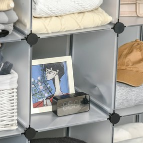 HOMCOM DIY kostkový policový systém 16 kostek úložný box plastová skříňka bílá 125x32x125cm ideální pro dětský pokoj a obývací pokoj | Aosom.de