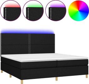 Box spring postel s matrací a LED černá 200x200 cm textil 3135383