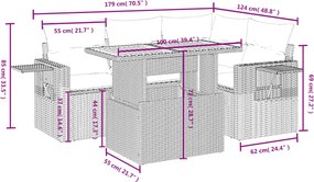 5dílná zahradní sedací souprava s poduškami černá polyratan 3271735