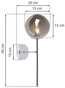 Nástěnné svítidlo Paris, 1x grafitové skleněné stínítko, CH