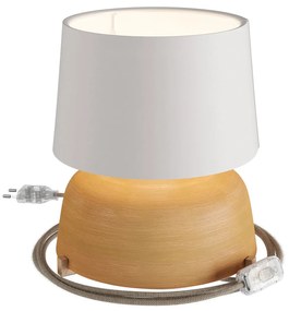 creative cables Keramická stolní lampa coppa se stínidlem Athena, s textilním kabelem, vypínačem a dvoupólovou zástrčkou Barva: Terakotová strukturovaná-bílá