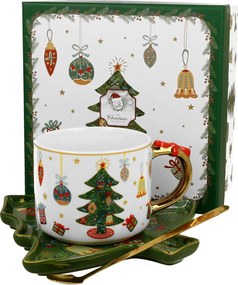 Porcelánový šálek s podšálkem Christmas Tree 250 ml