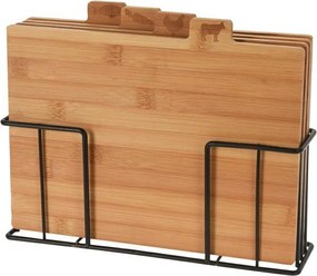 Sada 4 ks bambusových prkének na krájení ve stojanu TIMBER hnědá