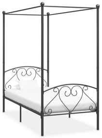 Petromila Rám postele s nebesy šedý kovový 90 x 200 cm