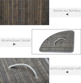 HOMCOM Bamboo Koš na Prádlo s Víkem 55L, Sběrač Prádla s Rukojeťmi, Odnímatelný Prádlo Vak, Rohový Koš na Prádlo pro Koupelnu, Ložnici, Šedý
