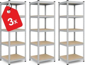 Akce 3x Regál 180x40x40 cm zinkovaný 5-policový, nosnost 875 kg