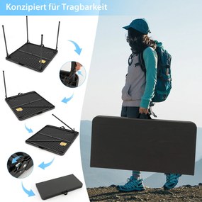 Costway Skládací stůl pro kempování Přenosný piknikový s rukojetí Lehký venkovní